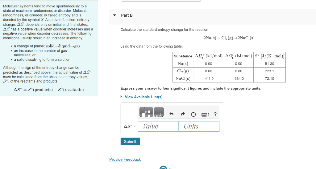 Calculate the standard entropy change for the | Chegg.com