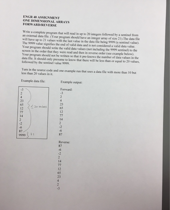 ENGR 40 ASSIGNMENT ONE DIMENSIONAL ARRAYS | Chegg.com