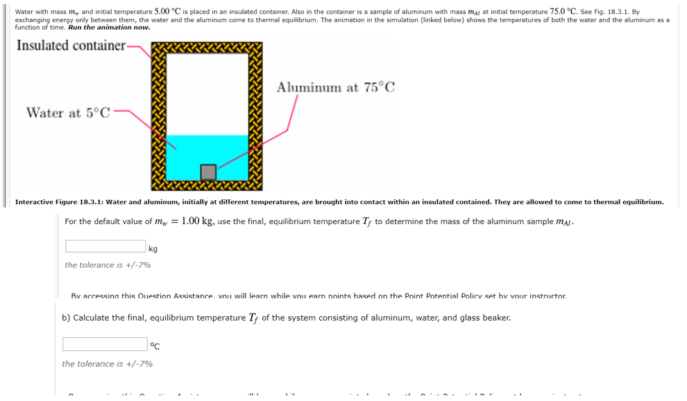 Water with mass mw and initial temperature 5.00 °C is | Chegg.com