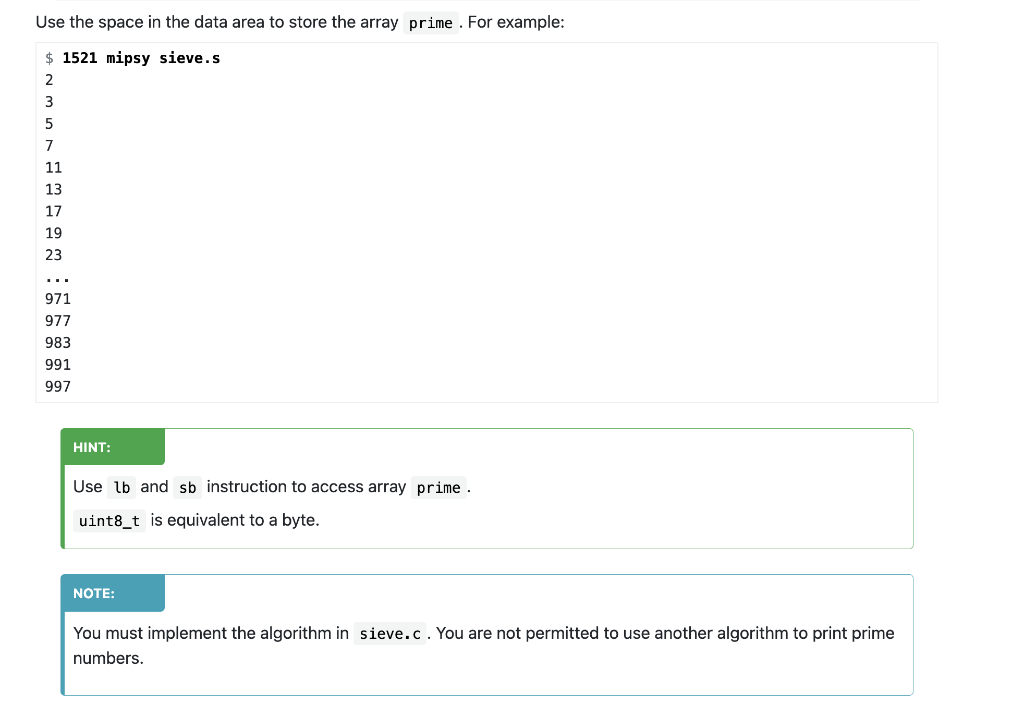 Solved EXERCISE - INDIVIDUAL: MIPS Sieve the files for this | Chegg.com Solved EXERCISE - INDIVIDUAL: MIPS Sieve the files for this | Chegg.com