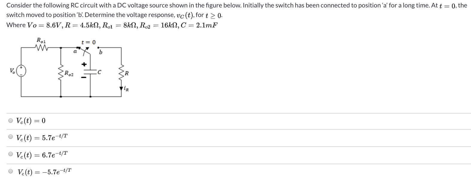 Solved Consider the following RC circuit with a DC voltage | Chegg.com