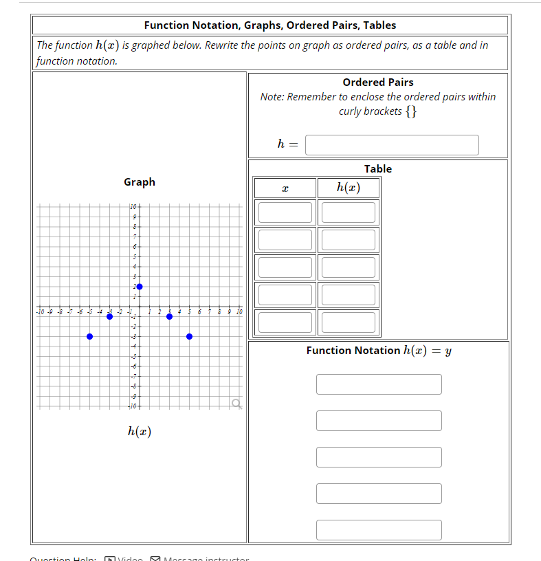 Solved Function Notation Graphs Ordered Pairs Tables The 4839