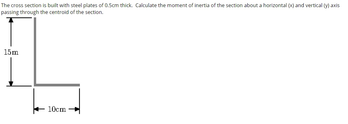 Solved The cross section is built with steel plates of 0.5cm | Chegg.com
