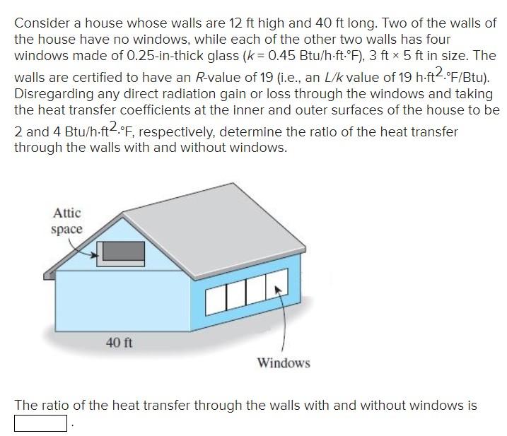 Solved Consider a house whose walls are 12ft high and 40ft | Chegg.com