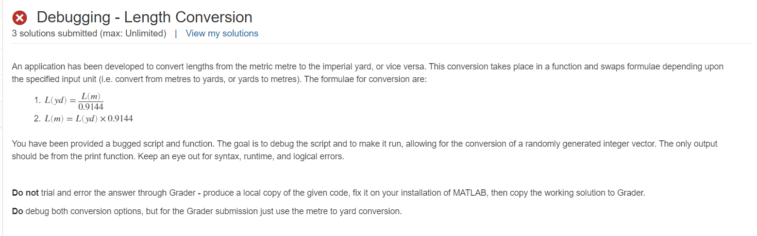 Solved Debugging - Length Conversion 3 solutions submitted | Chegg.com
