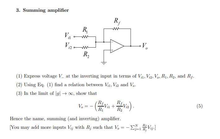 Solved An operational amplifier, called an op amp, has two | Chegg.com