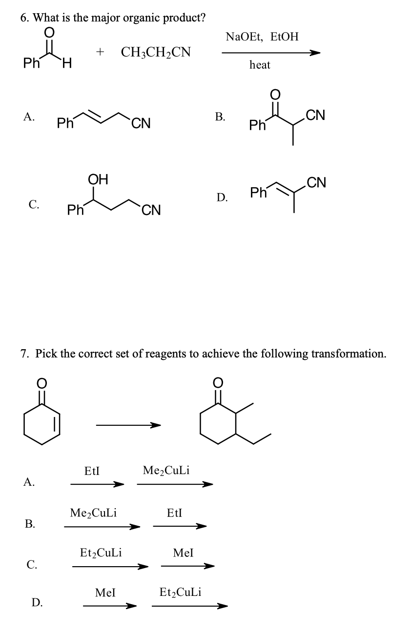 Solved 6. What is the major organic product? NaOEt, EtOH + | Chegg.com