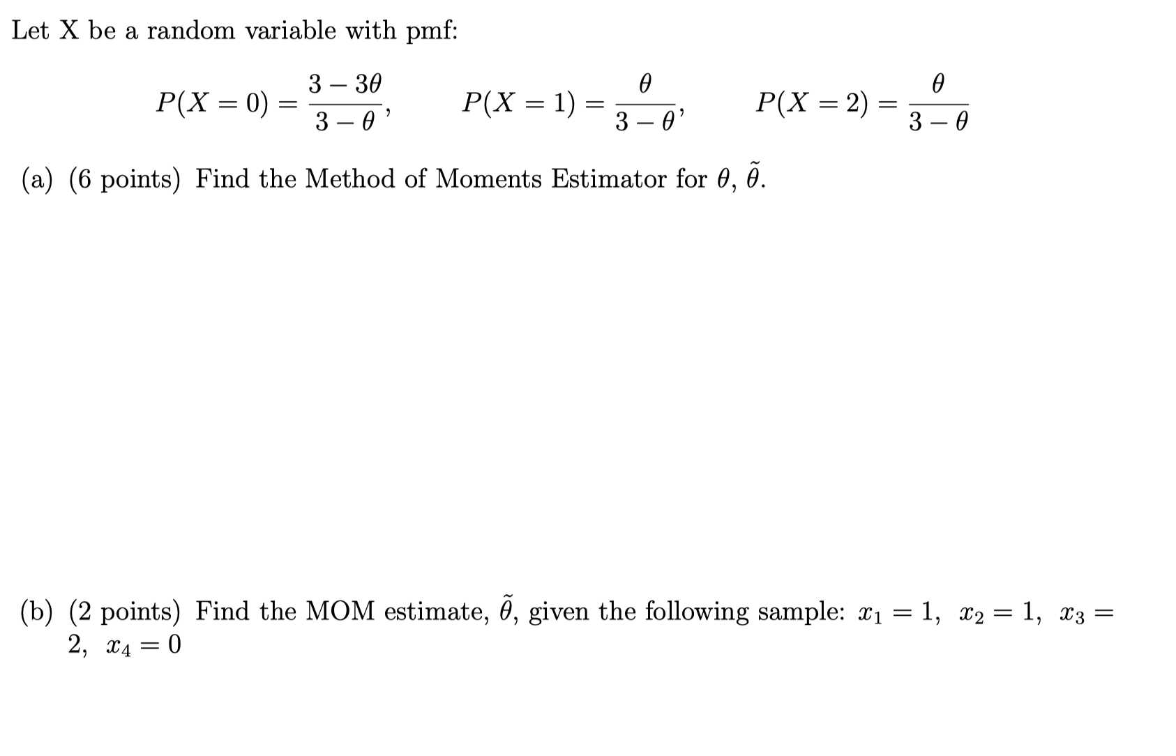 Solved Let X be a random variable with pmf: P(X = 0) 3 – 30 | Chegg.com