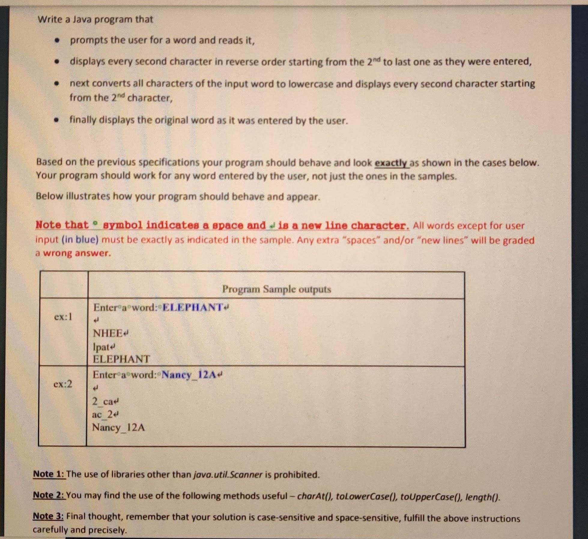 Solved Write a Java program that • prompts the user for a | Chegg.com