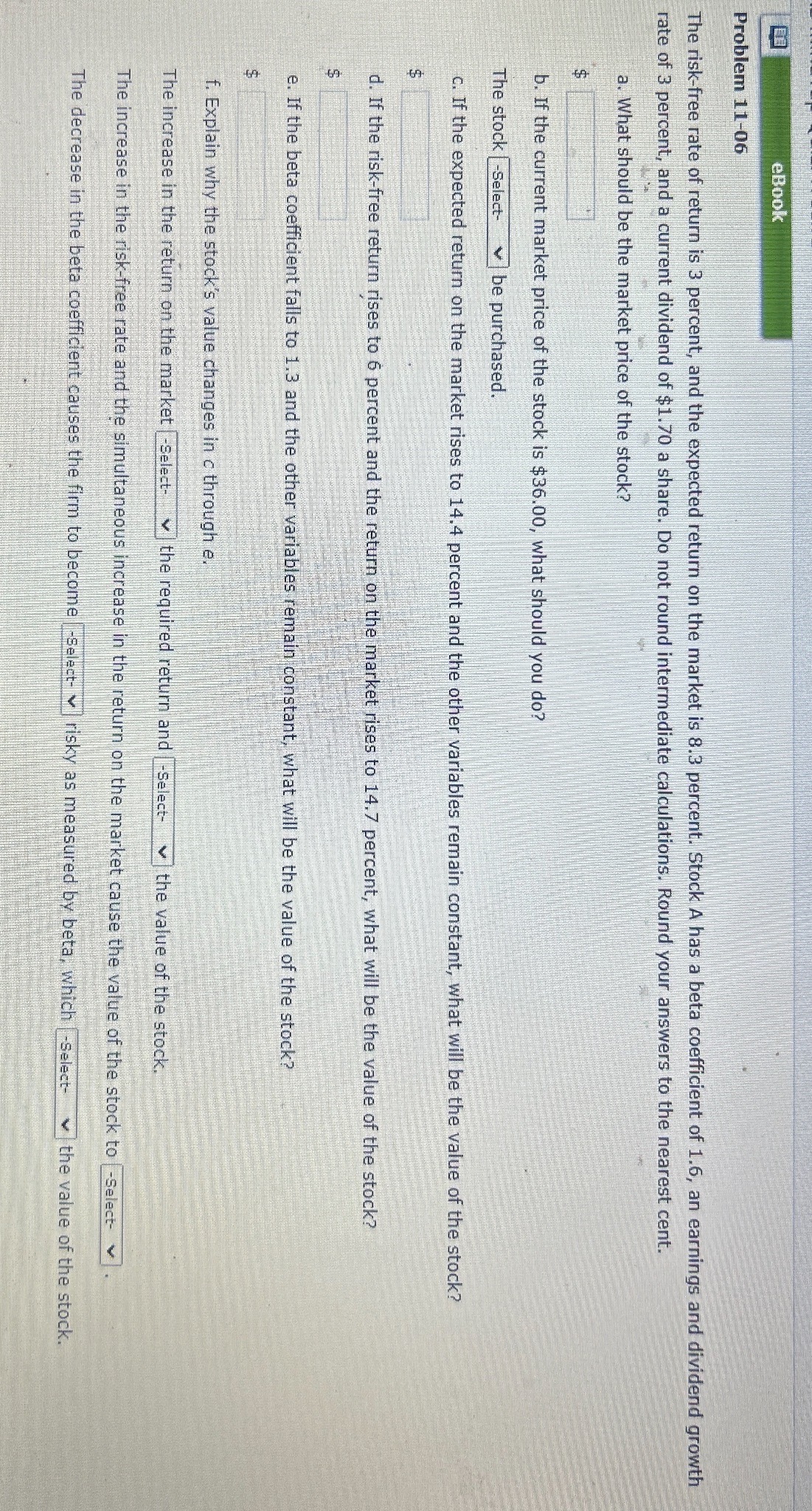 Solved The risk-free rate of return is 3 percent, and the | Chegg.com