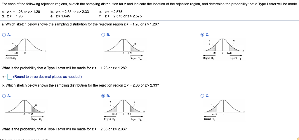 Solved For each of the following rejection regions, sketch | Chegg.com