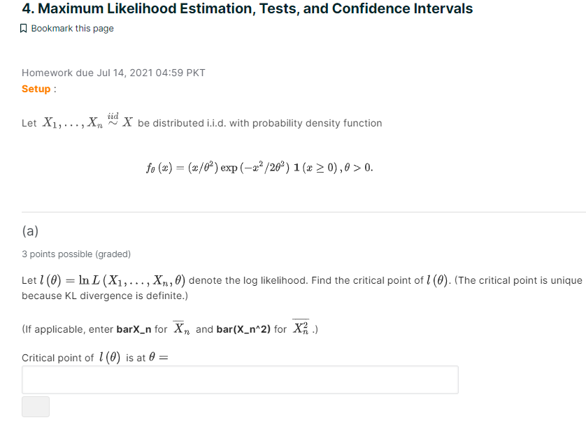 Solved 4 Maximum Likelihood Estimation Tests And 