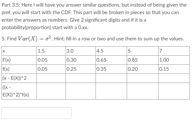 Solved Part 3.5: Here I will have you answer similar | Chegg.com