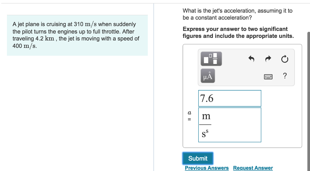Solved What is the jet's acceleration, assuming it to be a | Chegg.com