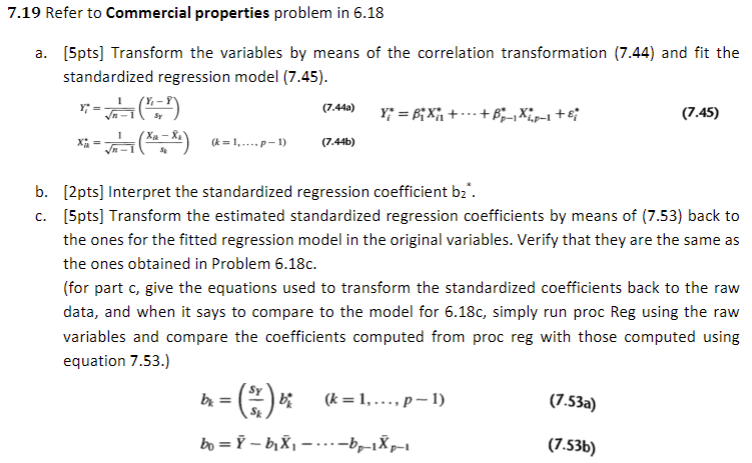 7.19 Refer to Commercial properties problem in 6.18 | Chegg.com