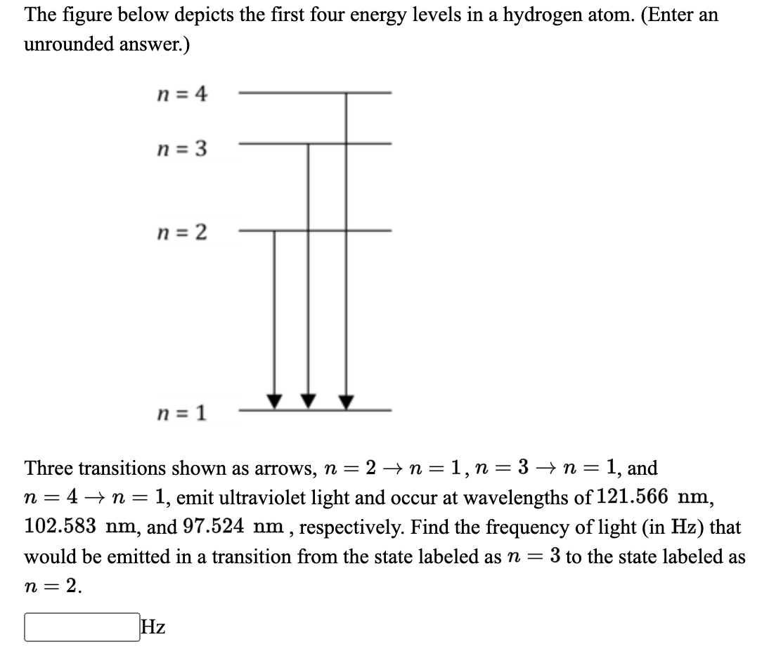 Solved The figure below depicts the first four energy levels | Chegg.com