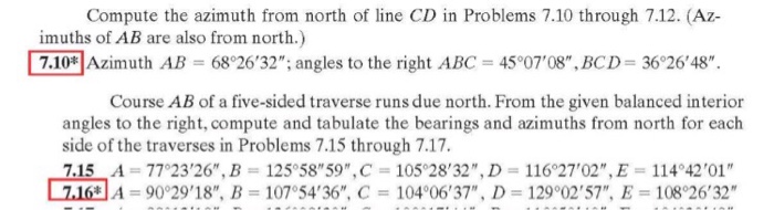 Solved Compute the azimuth from north of line CD in Problems | Chegg.com