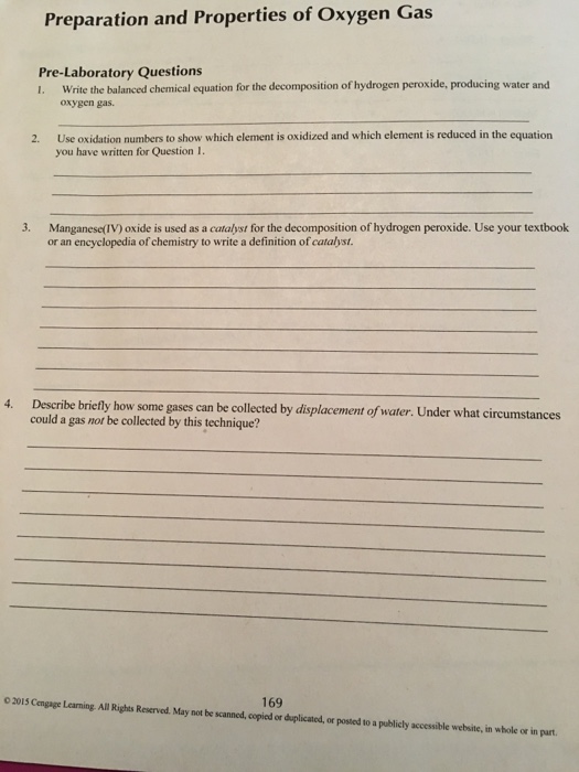 Solved Preparation and Properties of Oxygen Gas | Chegg.com