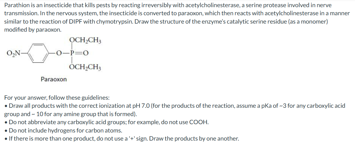 Solved Parathion is an insecticide that kills pests by | Chegg.com