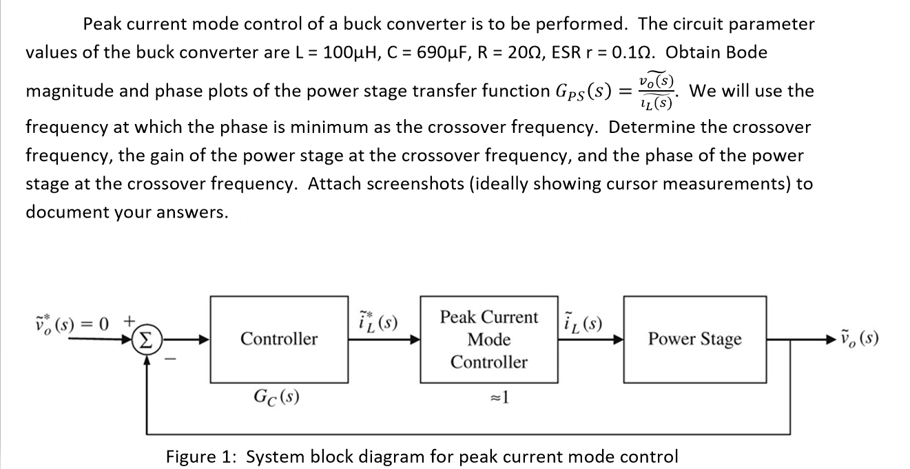 L (S) Peak current mode control of a buck converter | Chegg.com