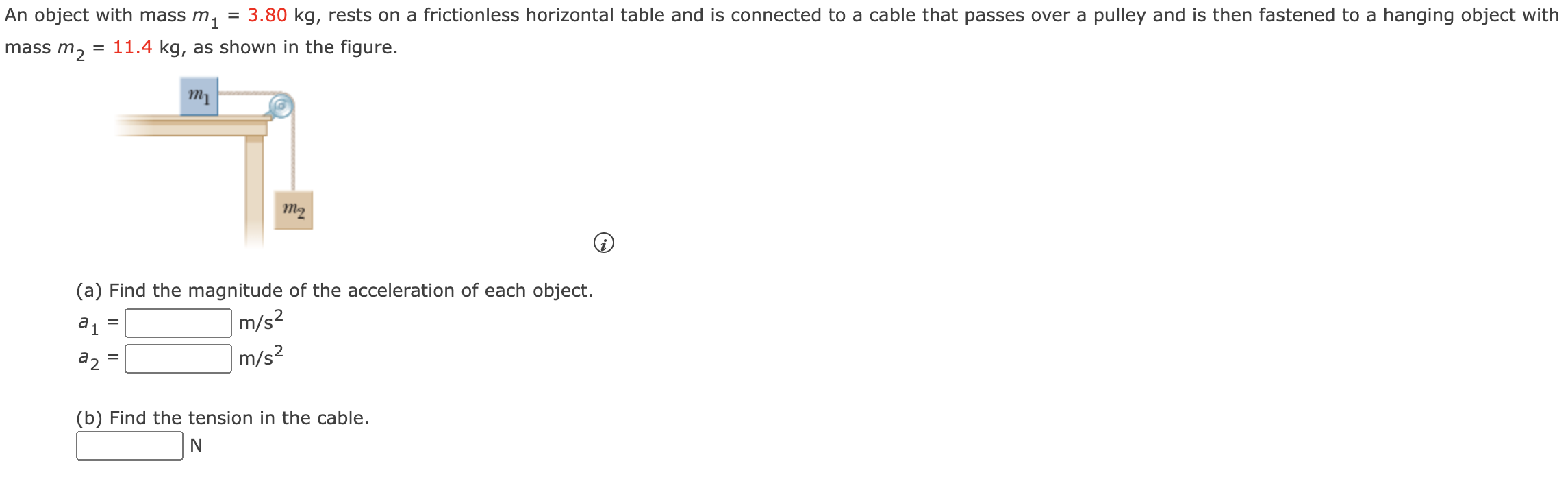 Solved An object with mass m1=3.80 kg, rests on a | Chegg.com