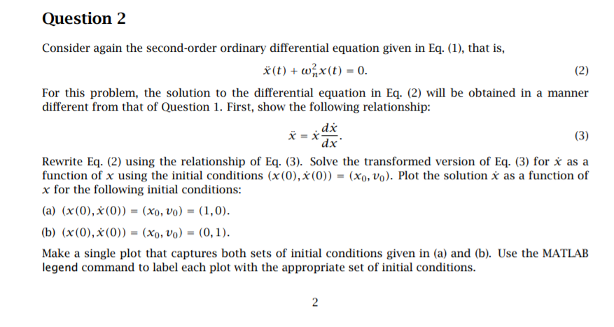 Solved Question 2 då Consider again the second-order | Chegg.com