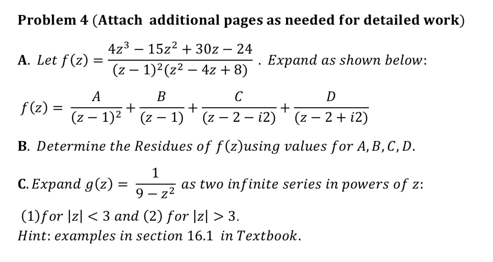 Solved Problem 4 (Attach ﻿additional pages as ﻿needed for | Chegg.com