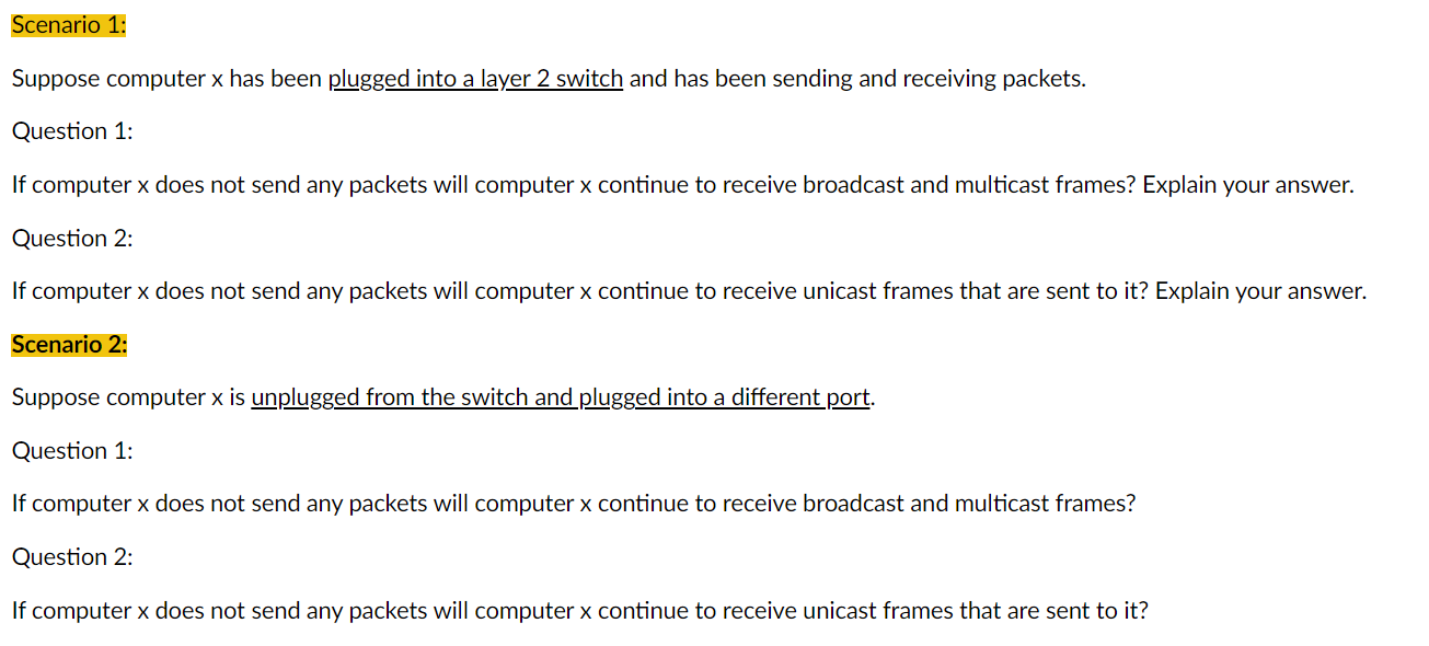 Solved Suppose computer x has been plugged into a layer 2 | Chegg.com