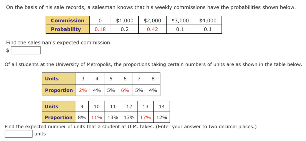 Solved On the basis of his sale records, a salesman knows | Chegg.com