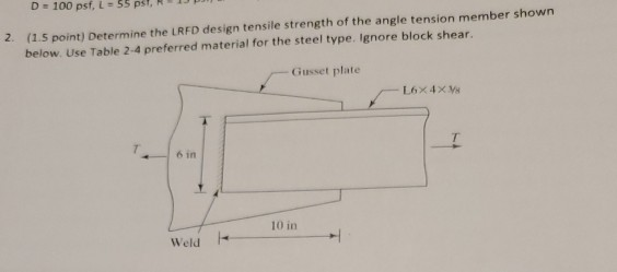 Solved 2. (1.5 point) Determine the LRFD design tensile | Chegg.com