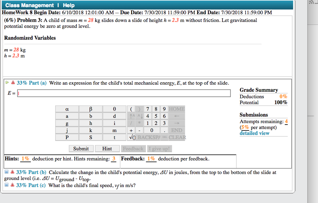 Solved Class Management I Help HomeWork 8 Begin Date: | Chegg.com
