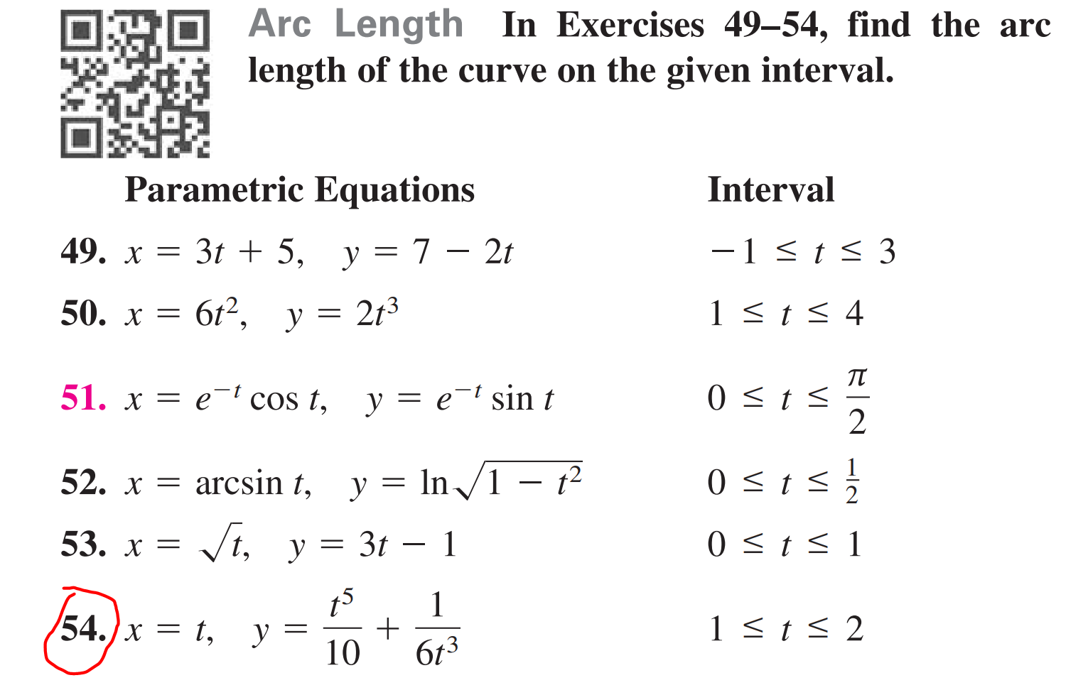 Solved Arc Length In Exercises 49-54, find the arc length of | Chegg.com