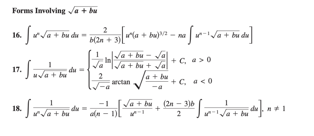 Solved Integrate using an appropriate formula from the table | Chegg.com