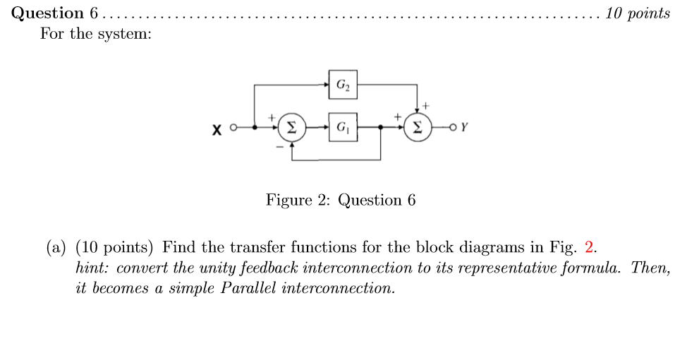 Solved Question 6 For the system: 10 роints G, G O Y хо | Chegg.com