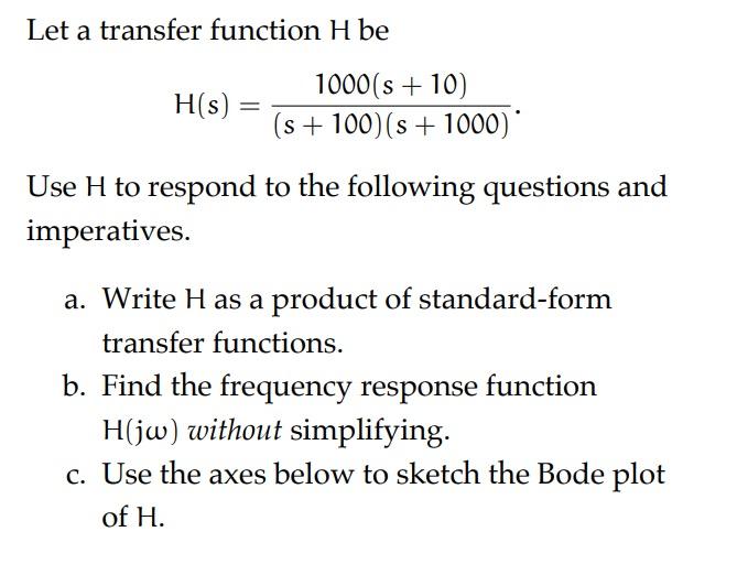 Solved Let a transfer function H be | Chegg.com