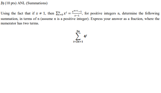 Solved 3 10 Pts Anl Summations Using The Fact That If 