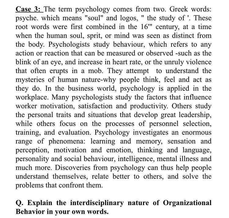 Solved Case 3: The term psychology comes from two. Greek | Chegg.com