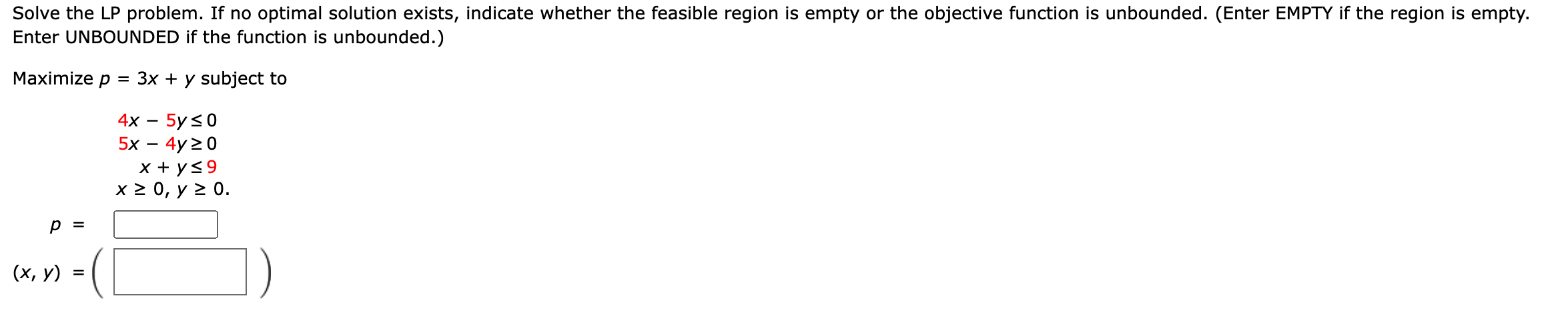 Solved Solve the LP problem. If no optimal solution exists, | Chegg.com
