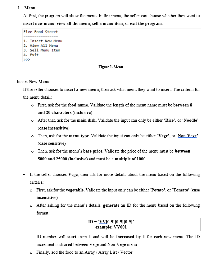 Solved Five Food Street (JAVA problem) Criteria: Abstract | Chegg.com
