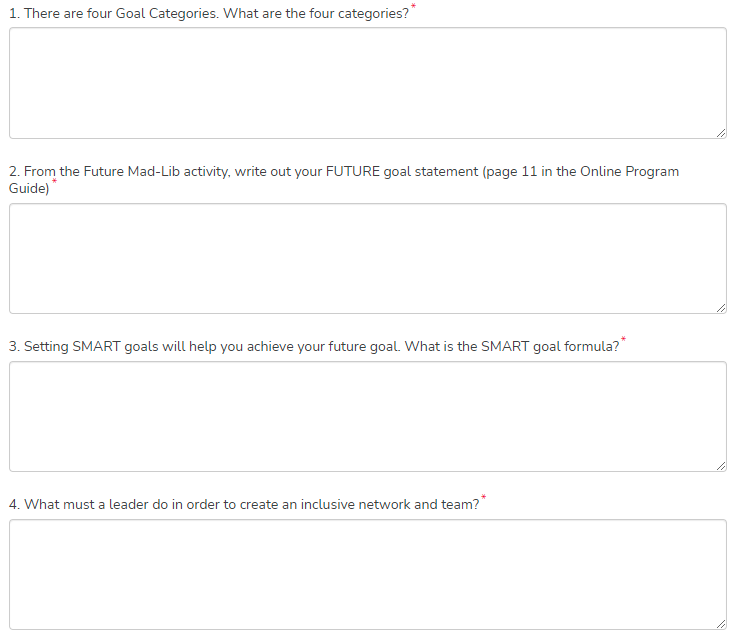 Solved 1 There Are Four Goal Categories What Are The Four Chegg