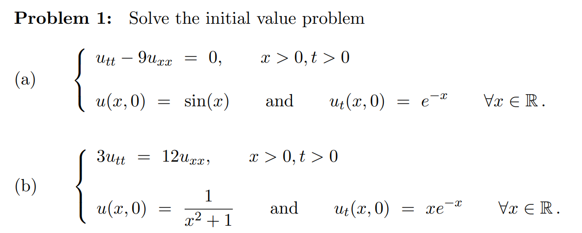 Solved Problem 1: Solve the initial value problem (a) | Chegg.com