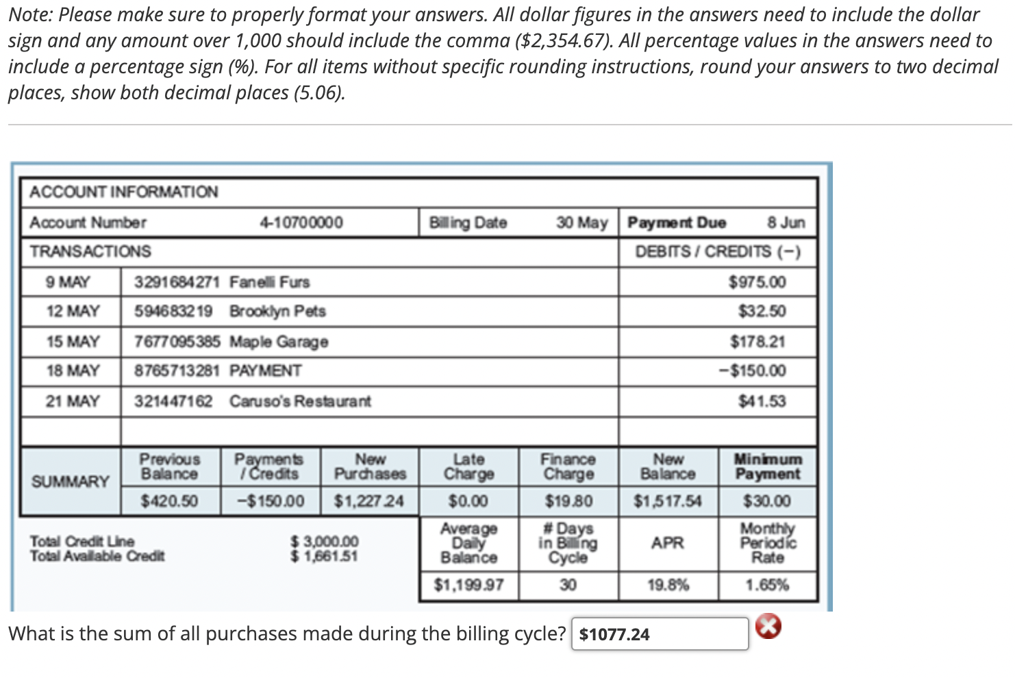 Solved How many days are in the billing cycle? Note: Please | Chegg.com