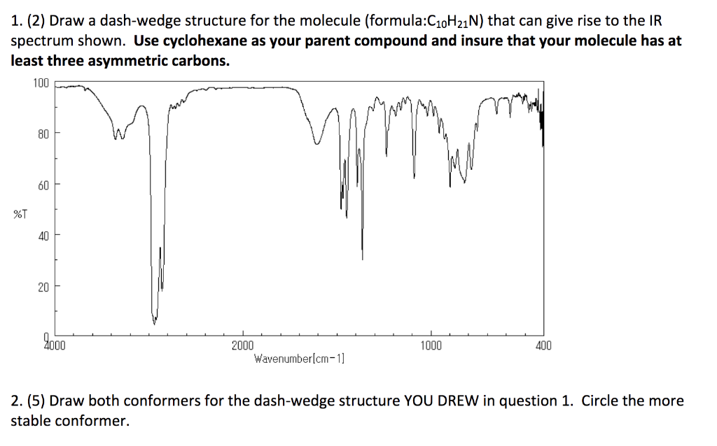 Solved 1. (2) Draw a dash-wedge structure for the molecule | Chegg.com
