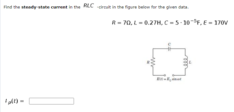 Solved Find the steady-state current in the RLC -circuit in | Chegg.com