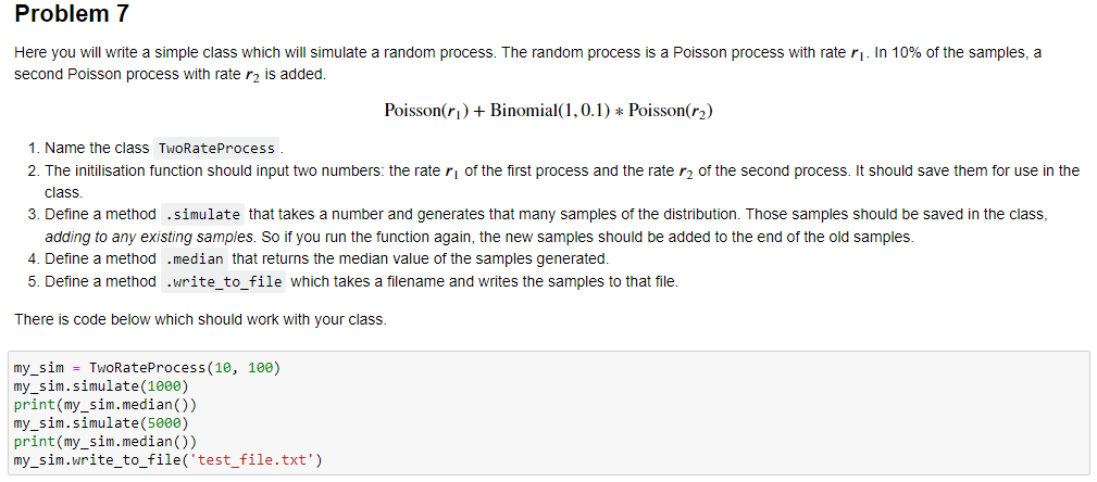 Solved Problem 7 Here you will write a simple class which | Chegg.com