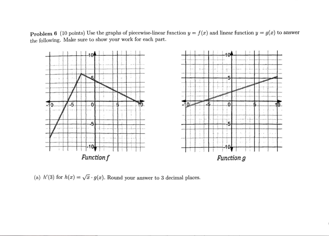 Solved Problem 6 10 Points Use The Graphs Of 