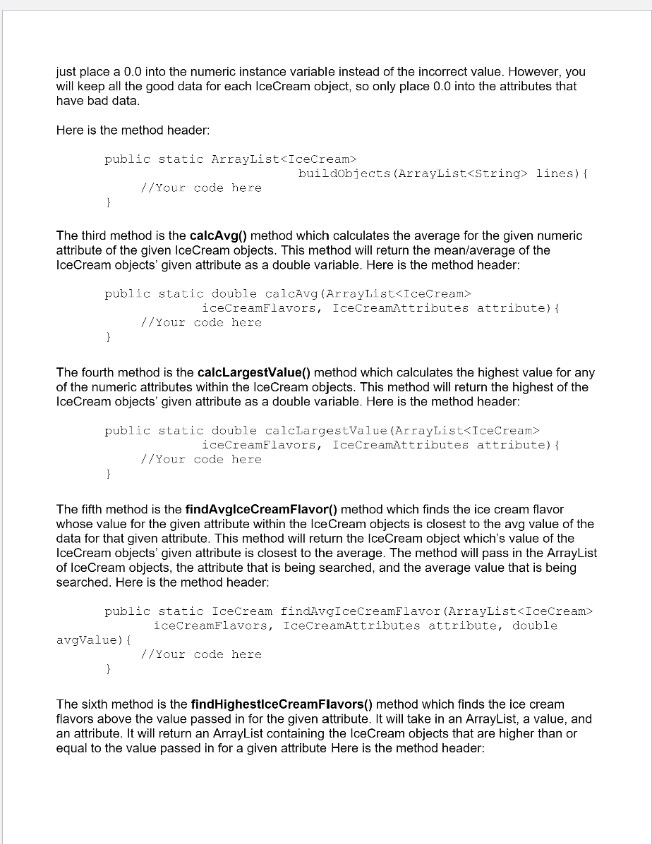 Programming Project 7 - Ice Cream Analysis 2 Note: | Chegg.com