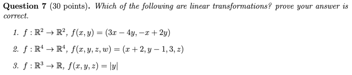 Solved Question 7 (30 points). Which of the following are | Chegg.com