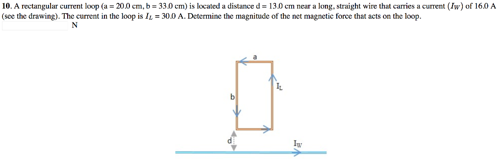 Solved A rectangular current loop (a = 20.0 cm, b = 33.0 cm) | Chegg.com