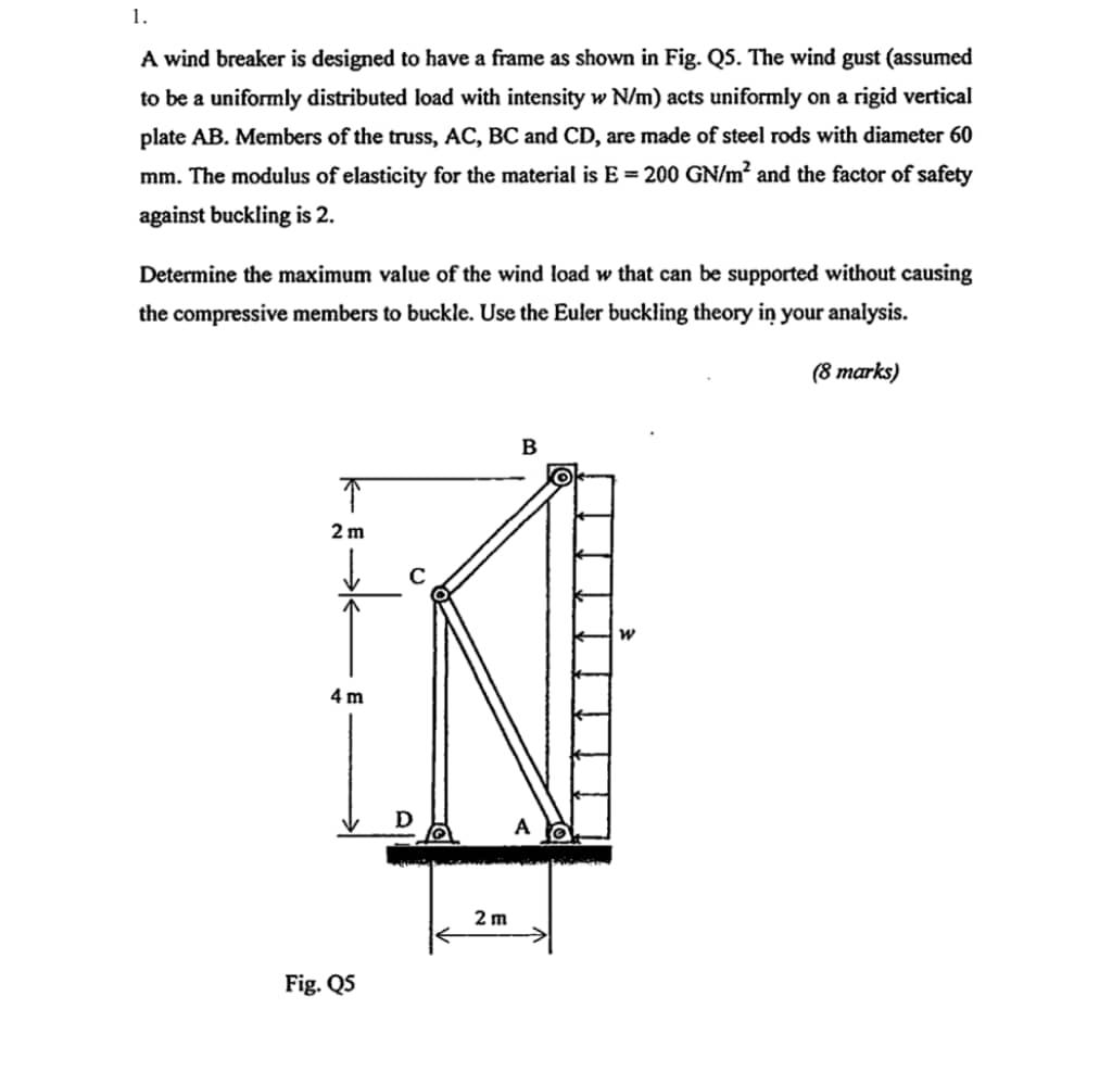 Solved 1. A wind breaker is designed to have a frame as | Chegg.com